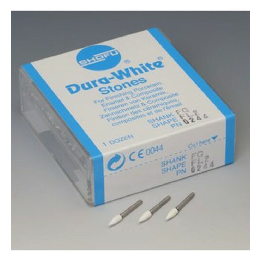 0244 Dura-White Mounted Stones FG FL2 White f/ Mlt 12/Bx